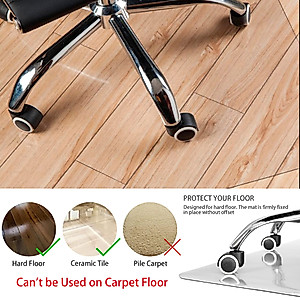 Office Chair Mat for Hardwood Floor 48"x 30" Heavy Duty Hard Floor Chair Mat, Transparent Floor Mats Computer Chair Mats Anti-Slip Wood/Tile Floor Protector for Home Office