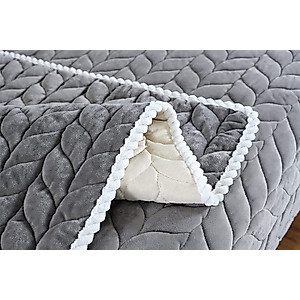 RDMTZD Custom Size Plush Bay Window Autumn Winter Furniture Mat Bench Non-Slip Cushion Seat Cover Sofa Mat Bay Window Mat Windowsill Pad Non-Slip Sofa Mat Bench Couch Slipcover (Grey, Customized)