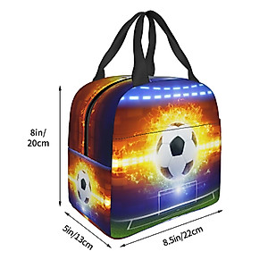 Echoserein Cool Soccer Ball Lunch Bag Fun Insulated Lunch Box Reusable Lunchbox Waterproof Portable Lunch Tote For Men Women Girls Boys