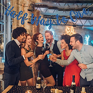 Halodete Half Way to One Banner, Baby 6 Months Banner, Baby Shower, Half 1/2 Birthday Party Garland Bunting Decorations - Blue Glitter