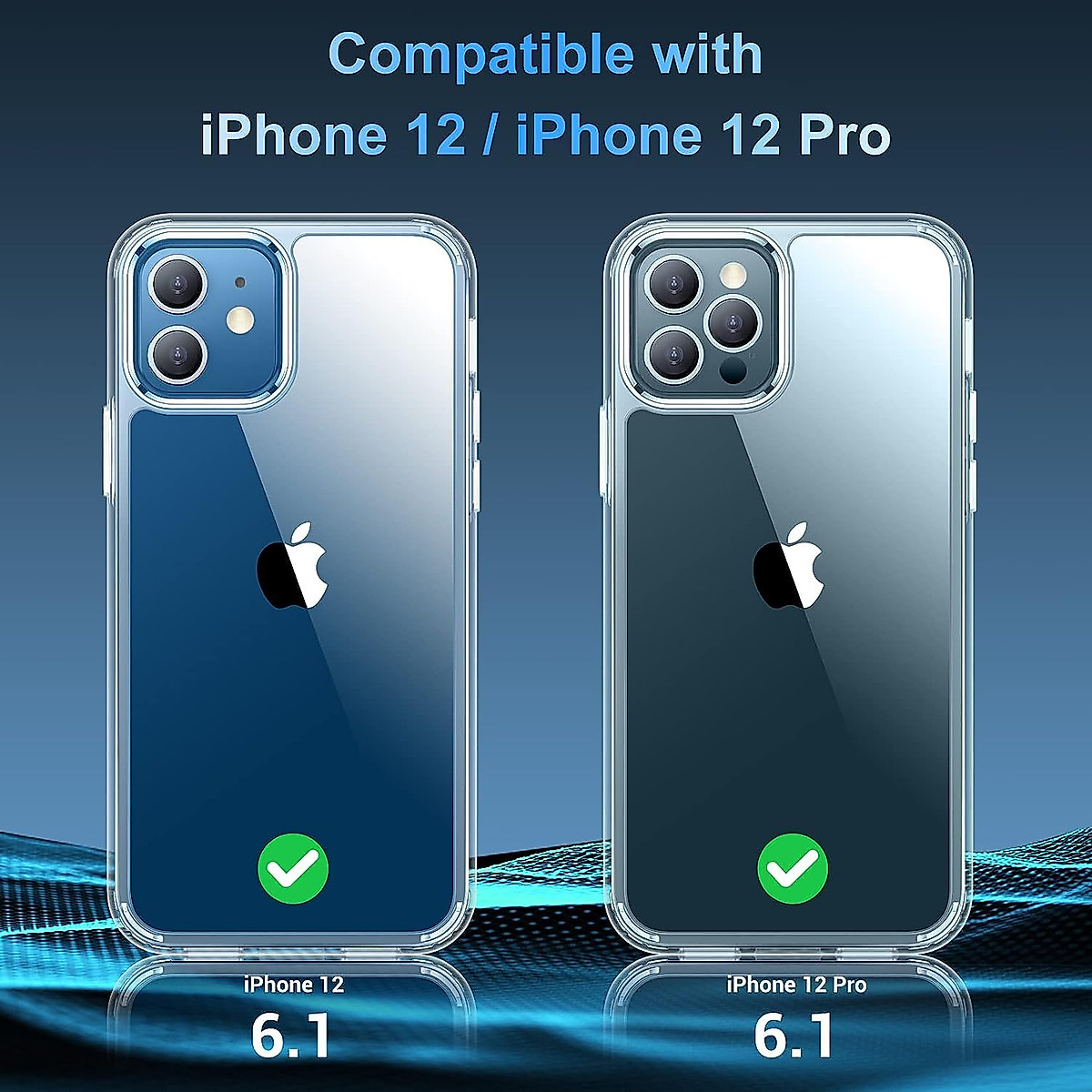 Temdan iPhone 12/12 Pro Case, [Not Yellowing] [Ultra Slim] Lightweight & Thin, Shockproof Protective, Screen & Camera Protection - Crystal Clear