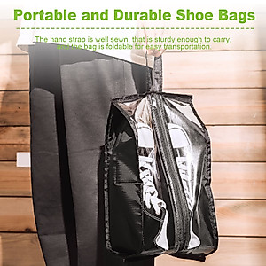 12 Pieces Shoe Bags for Travel Large Shoe Organizer for Men Women Waterproof Portable Shoe Bags with Sturdy Zipper for Travel Home Luggage Handbag, Black, 7.9 x 15.7 Inch
