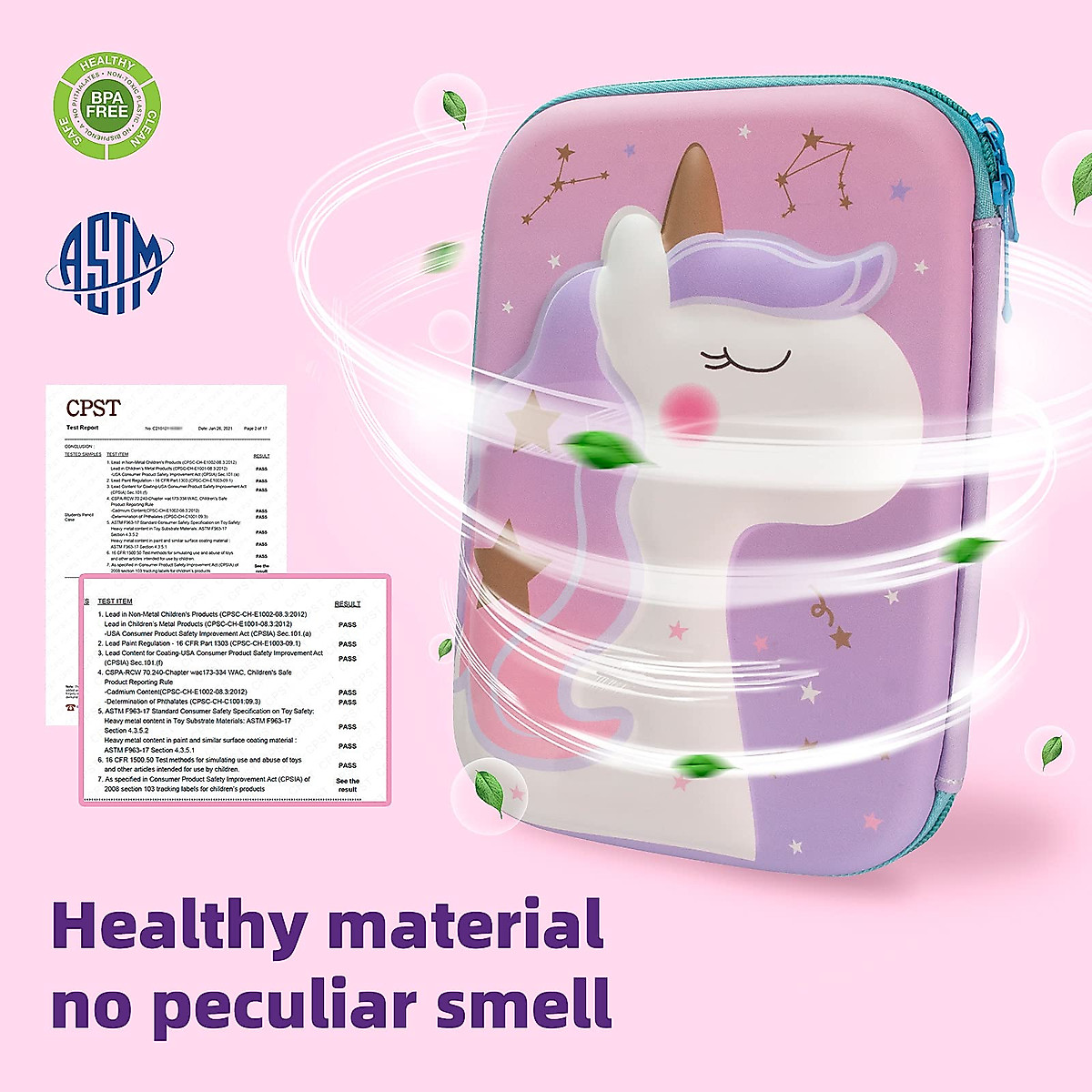 BEMDLON Unicorn Pencil Case for Girls,3D EVA Large Capacity Pen Holder Marker Bag with Double Zipper, Cute Cartoon Pencil case for Kids Boys School Gift