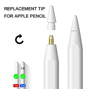 Pencil Tips Soft Wear-Resistant Damping Pen Tip for Apple Replacement 2B Stylus Fine Nib Compatible with iPad Air Mini Pro Apple Pencil 1st Gen & 2nd Generation - 6+2 Packs