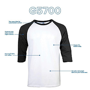 Gildan Adult Heavy Cotton 3/4 Raglan T-Shirt, Style G5700, 2 Cout (Pack of 1)