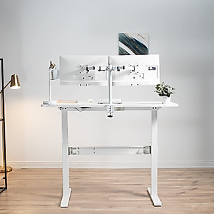 VIVO Universal Steel Clamp-on Desk Stabilizer Bar, 36 to 61.6 inch Bracket Support System for Sit to Stand Desk Frames, White, DESK-STB01W