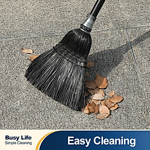 Yocada Heavy-Duty Broom Commercial Indoor Outdoor Broom 55.5 inch Tall for Courtyard Garage Lobby Mall Market Floor Home Office Leaves Stone Dust Rubbishb Black