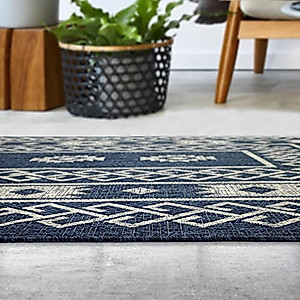 Antep Rugs Patio 8x10 Outdoor/Indoor Southwest Aztec Native Area Rug (Blue, 7'10" x 10')