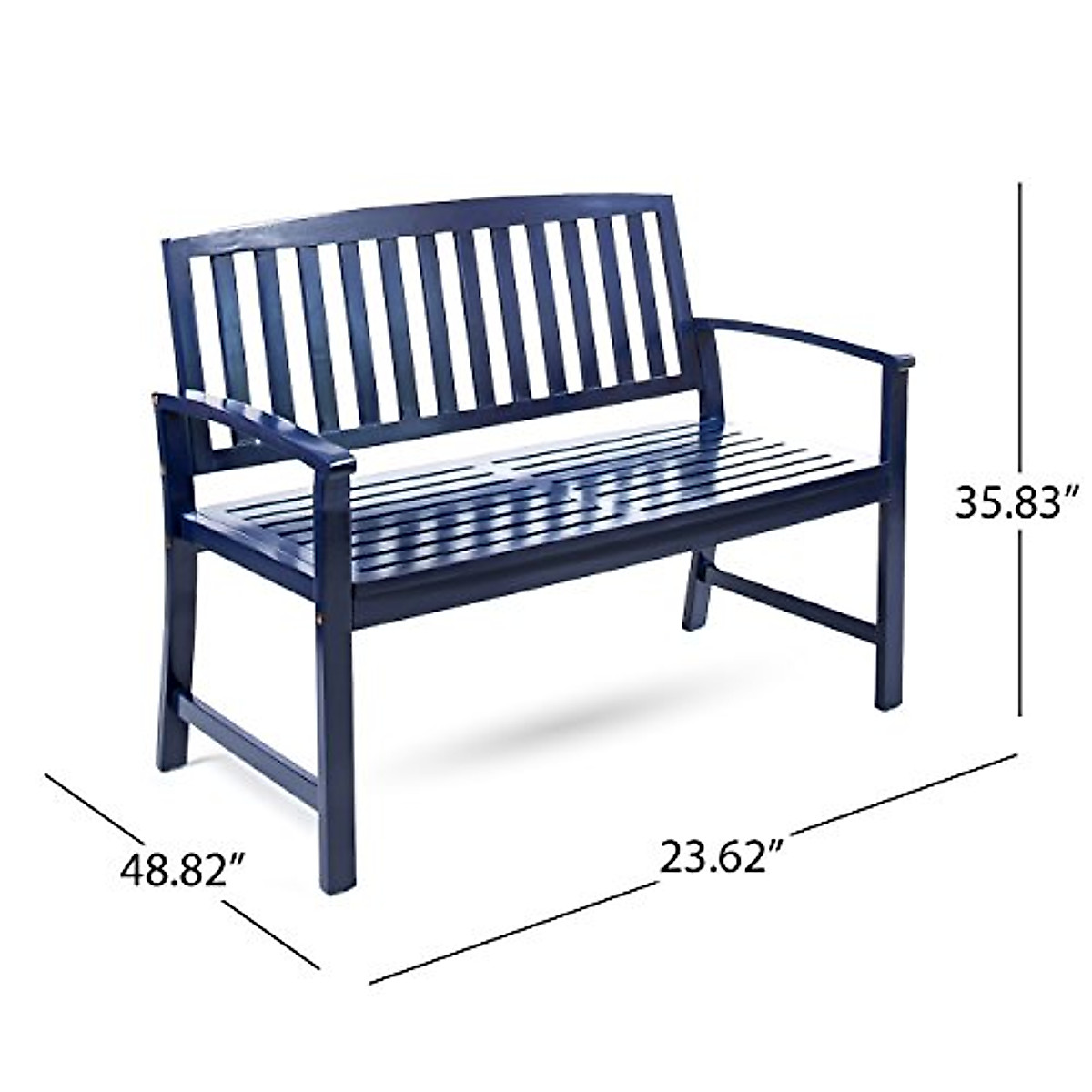 Christopher Knight Home Loja Outdoor Acacia Wood Bench, Pu Navy Blue