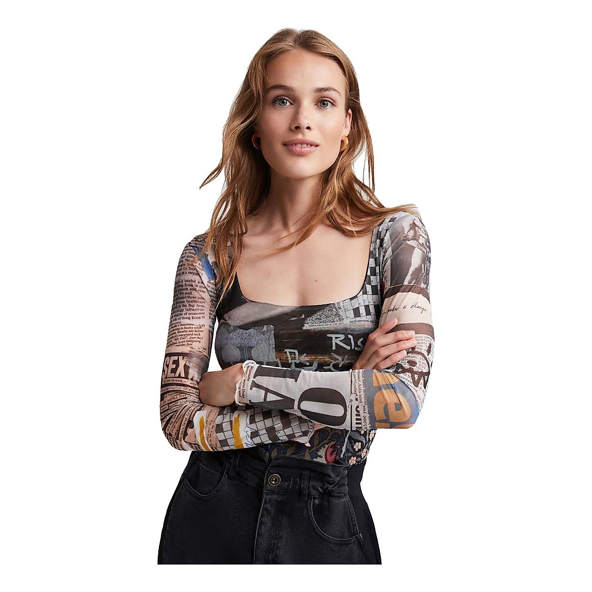 Desigual woMens Casual Blouse, Black, Large US