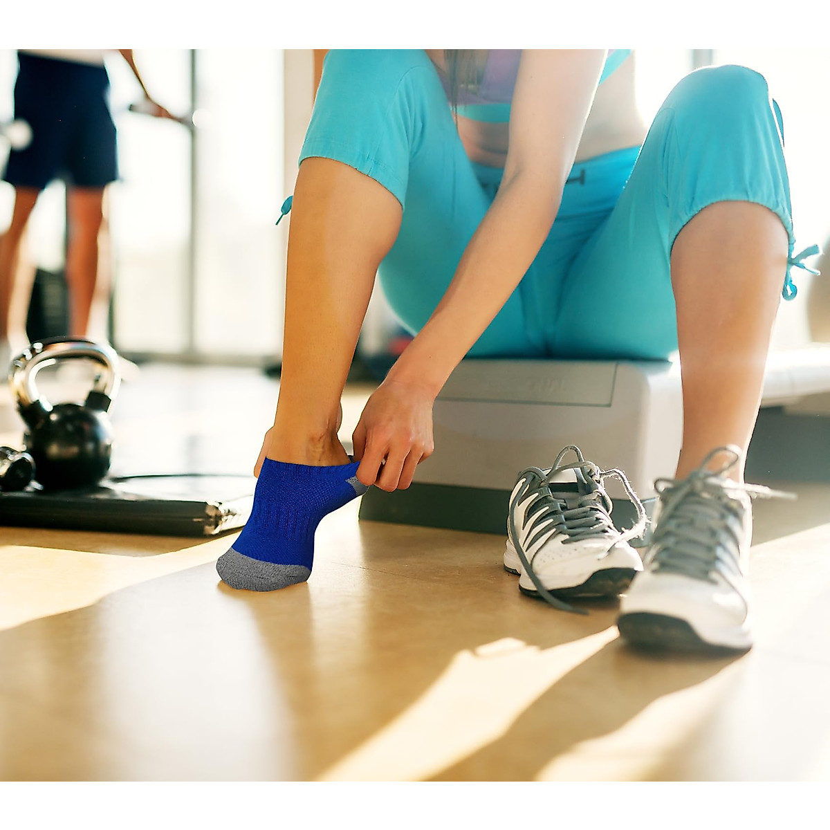 KONY 6 Pairs Women's Cotton Thick Cushioned Colorful Running Athletic Low Cut Ankle Tab Socks, Size 6-9 (Purple/Orange/Blue/White/Grey/Black)