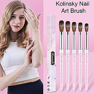 KEMEISI Acrylic Nail Brush Size #10, 100% Pure Kolinsky Nail Art Brushes for Acrylic Application, Sturdy Handle Oval Shaped Acrylic Powder Nail Design Tools for Professional Manicure DIY