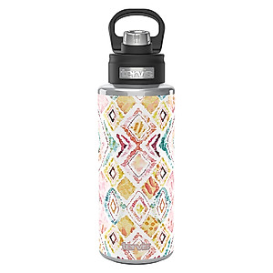 Tervis Sara Berrenson Painted Sand Ikat Pattern Triple Walled Insulated Tumbler Travel Cup Keeps Drinks Cold, 32oz Wide Mouth Bottle, Stainless Steel