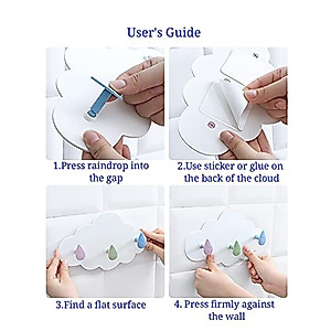 NC Cloud Hooks for Towels & Clothes, Bathroom & Living Decoration, Self Adhesive (Rainbow)