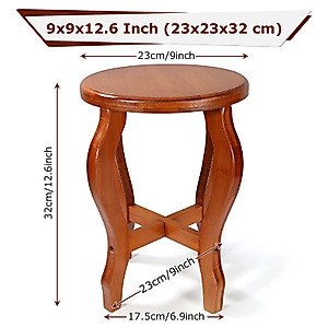 QTLCOHD Wooden Stool 9 Inch Small Wood Stool Round Wooden Foot Stool Wooden Step Stool for Kids Adults Bathroom Shoe Changing Bedside