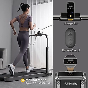 WalkingPad R2 Treadmill Running & Walking Folding Treadmill Manual Automatic Modes Foldable Walking Pad Non-Slip Smart LCD Display Fitness Equipment 0.5-7.5MPH (Black)