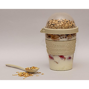 20 OZ Overnight Oats Container With Lid and Fruit Peeler, Meal Prep, Parfait Cups, Plastic Storage With Lids, Salad for Lunch, Yogurt,Crunch Cup,Colorful Set of 2 & Blue Fruit Peeler