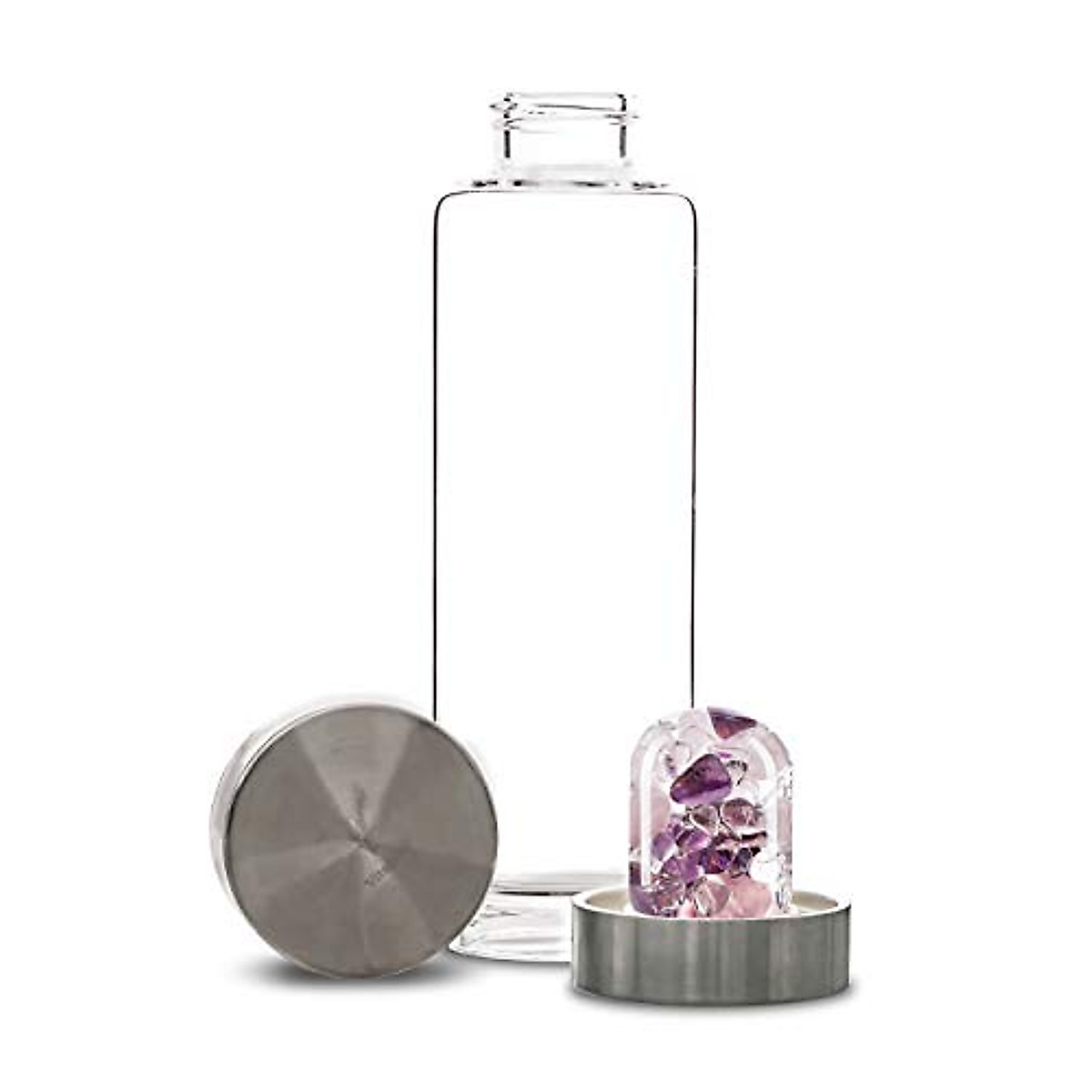 VitaJuwel ViA WELLNESS - Crystal Water Bottle with Amethyst, Rose Quartz & Clear Quartz