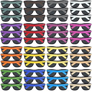 48 Pack 16 Colors Neon Party Sunglasses, 80’s Retro Style Party Favors Sun Glasses Bulk for Carnival, Summer Pool Toys, Goody Bag Stuffers, Boy and Girl Beach Party Supplies, Birthday, School Gift