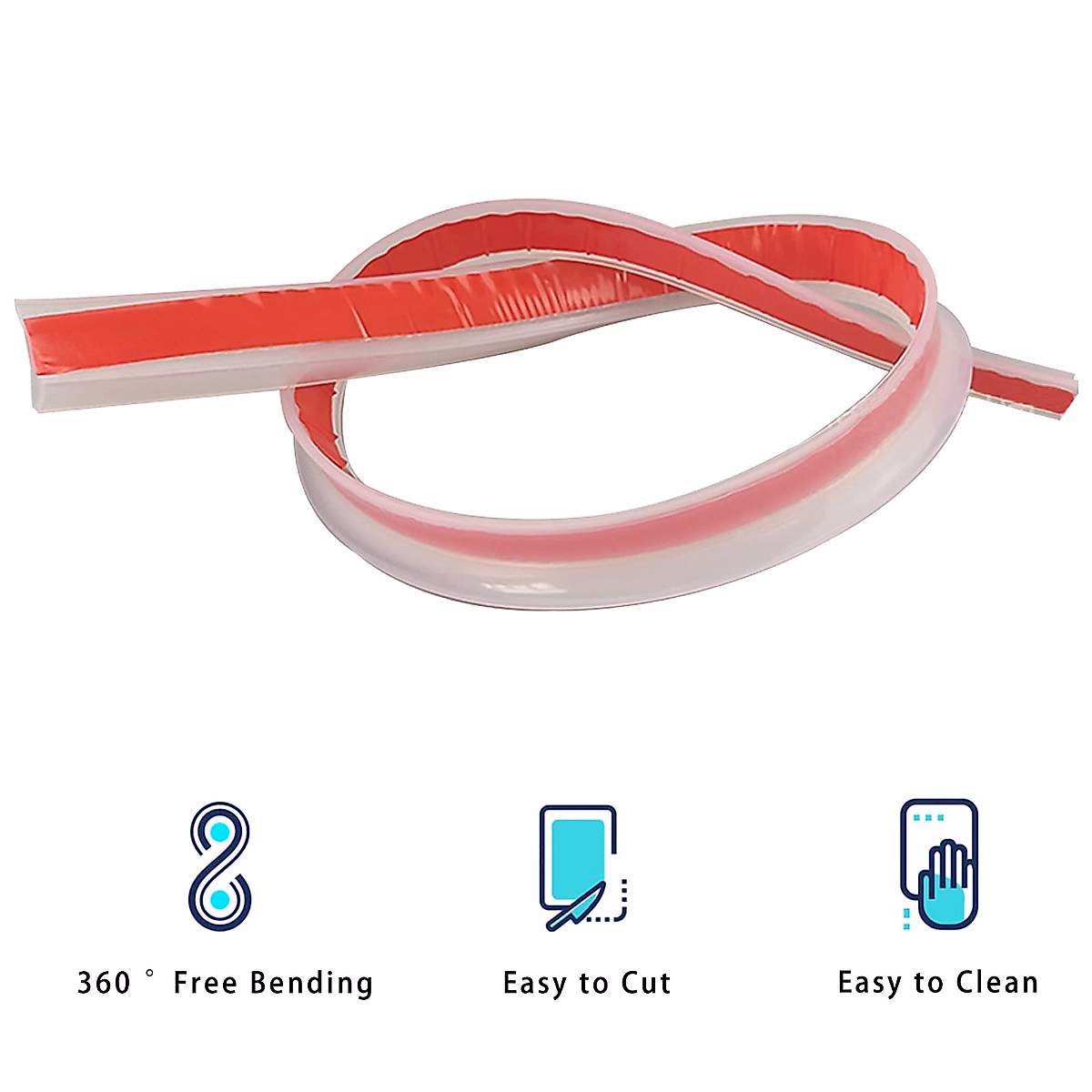 39 Inch Water Guard for Kitchen Sink, Silicone Rubber Kitchen Splash Guard, Corner Dam Water Retaining Strip for Countertop, Shower, Bathroom, Self Adhesive Caulk Seal Strip Edge Trim (Transparent)