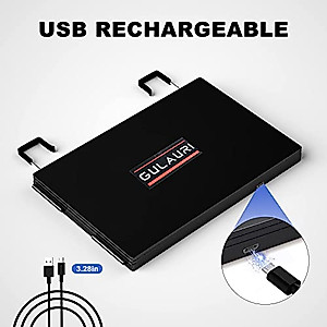 GULAURI 3 Way Mirror with LED Lights for Hair Cutting 360 Barber Mirror Trifold Mirror Portable Mirrors,Adjustable, Portable, Hands-Free