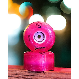 Luminous Pink Glitter Light-Up Quad Roller Skate Wheel (62mm) (Set of 4)