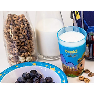 He Loves Me Kids Feeding David and Goliath 3 Piece Sets Toddler Dishes Multicolor, BPA Free, Kids Dinnerware Includes Round Bowl, Divided Plate and Children’s Cup Gift for Birthdays & Graduations