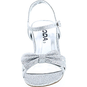 Soda Girly-2 Children's Girl's Open Toe Slingback Block High Heel Sandals (Silver Glt, 2)