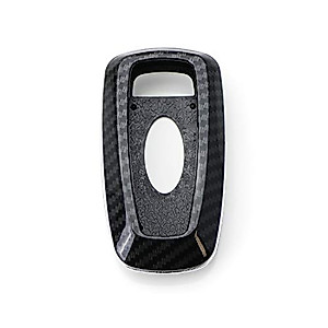 iJDMTOY Exact Fit Black Glossy Carbon Fiber Finish Key Fob Shell Compatible With Ford 2018-up Mustang F150 F250 Explorer Expedition Keyless Smart Key