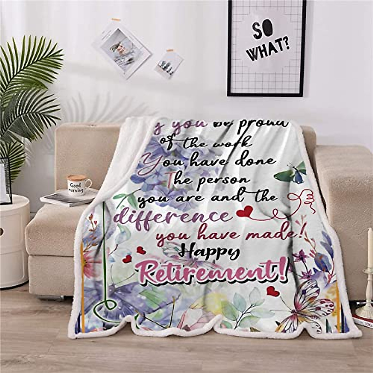 Retirement Gifts for Women 2023, Best Retirement Gifts for Mom Grandma Wife Boss, Farewell Gifts for Coworkers, Ultra-Soft Floral Happy Retirement Throw Blanket for Teachers,Nurses, 60"x 50"