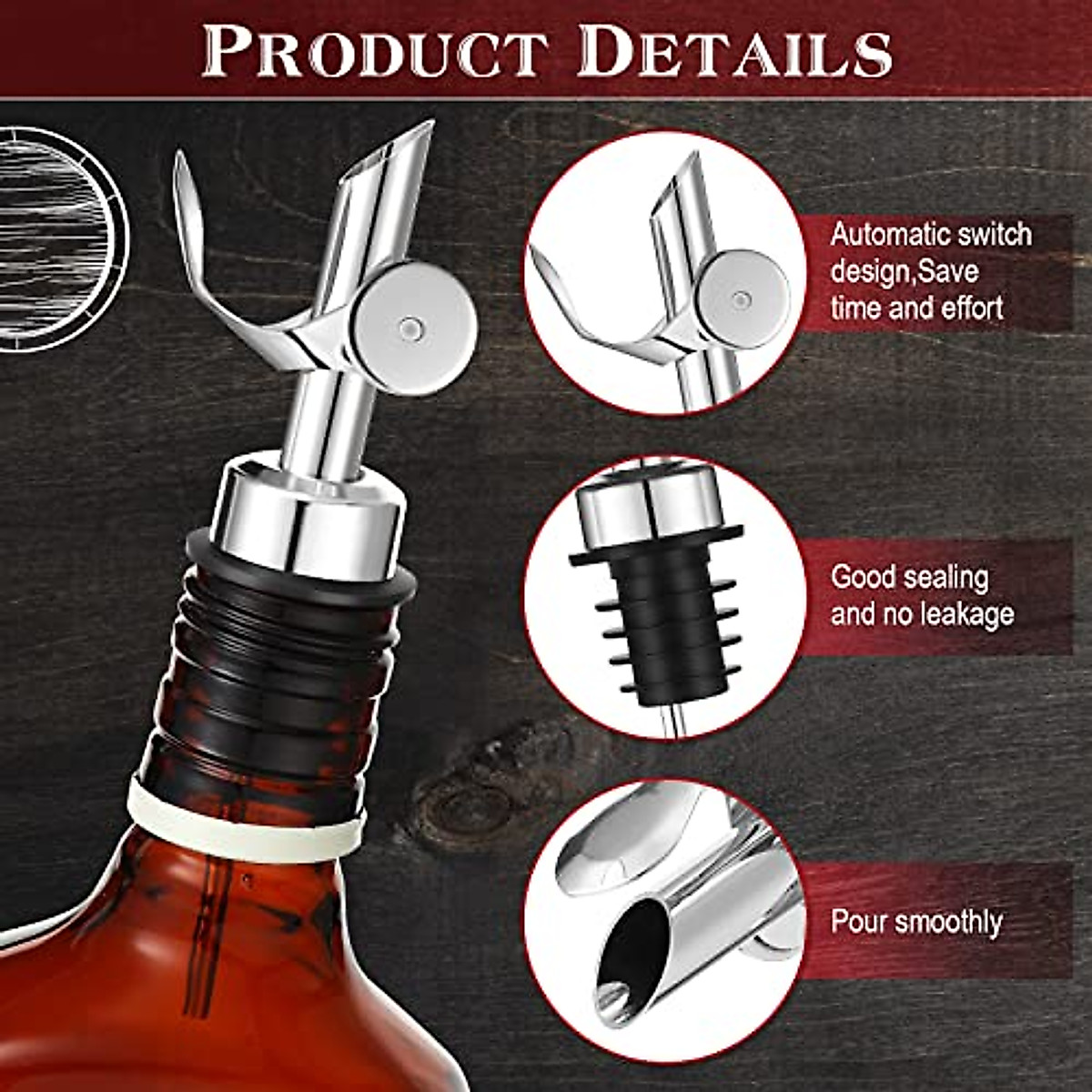 Shimeyao Weighted Stainless Steel Pourers Olive Oil Dispenser Spout Liquor Bottle Pourers Auto Flip Oil Dispenser for Liquor Bottles Balsamic Vinegar Alcohol Liquor Pourer Spout (Silver, 12 Pcs)