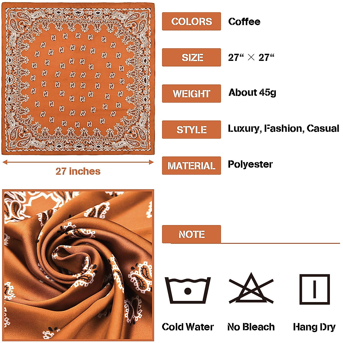 Syhood 4 Pcs 27'' Square Satin Head Scarves Satin Bandanas for Women Satin Headband Scarves Silk Feeling Scarf Boho Headwear(Navy Blue, Coffee, Black Beige)