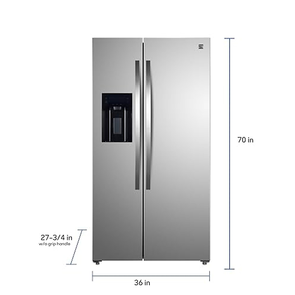Kenmore 46-51805 Counter-Depth Side Refrigerator/Freezer with Stainless Steel, Water Dispenser, Ice Maker, Quiet and Energy Efficient Inverter Compressor, 36 Inch