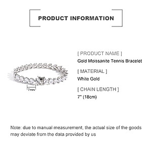 18K Gold Moissanite Tennis Bracelet for Women,Dainty Tear Drop Shape Moissanite Chain Charm Bracelet,Fashion Bracelet Jewelry Gift for Her (White Gold, 18K Gold)