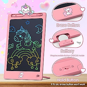 FLUESTON Drawing Tablet Board Kids Toys LCD Doodle Writing Pads for 3 4 5 6 7 7+ Year Old Girls Boys, Toddler Educational Learning Erasable Pad for Birthday 8.8 Inch Green Cute Dinosaur