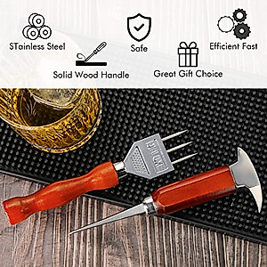 Ice Pick set of 2-7.24 Inch and 6.8Inch Stainless Steel Ice Crusher with Wood Handle, Japanese Style Ice Chipper Ideal for Bars and Home