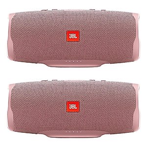 JBL Charge 4 - Waterproof Portable Bluetooth Speaker Bundle - Pink/Pink (Pair)