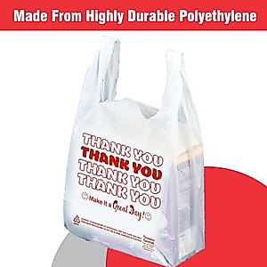 Concession Essentials Disposable & Reusable Thank You T-Shirt Bags- Pack of 100