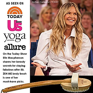 Zen Me Premium Boar Bristle Brush, Exfoliating Brush with Medium Firm Natural Bristles for Cellulite and Lymphatic, Body Scrub Brush with Detox eBook Gift