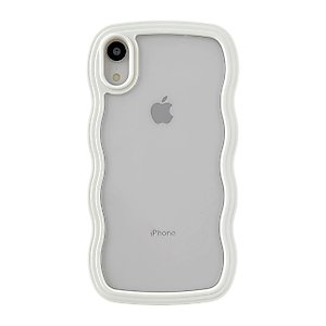 Caseative for iPhone Xr Case, Cute Curly Wave Frame Shape Shockproof Soft Compatible with iPhone Case (White,iPhone Xr)