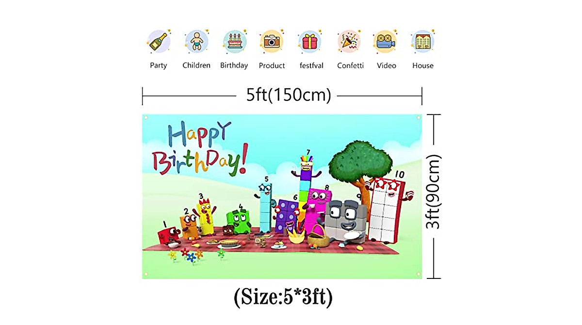 Numberblocks Backdrop for Kids' Parties & School Events - 5x3ft