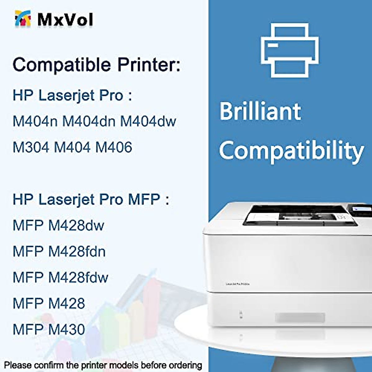 MxVol Compatible 58A Toner Cartridge【Shows Ink Level】 Replacement for HP 58A CF258A 58X CF258X use for HP Laserjet Pro M404n M404dn M404dw MFP M428fdw M428fdn M428dw M404 M428 Printer (Black 1-Pack)