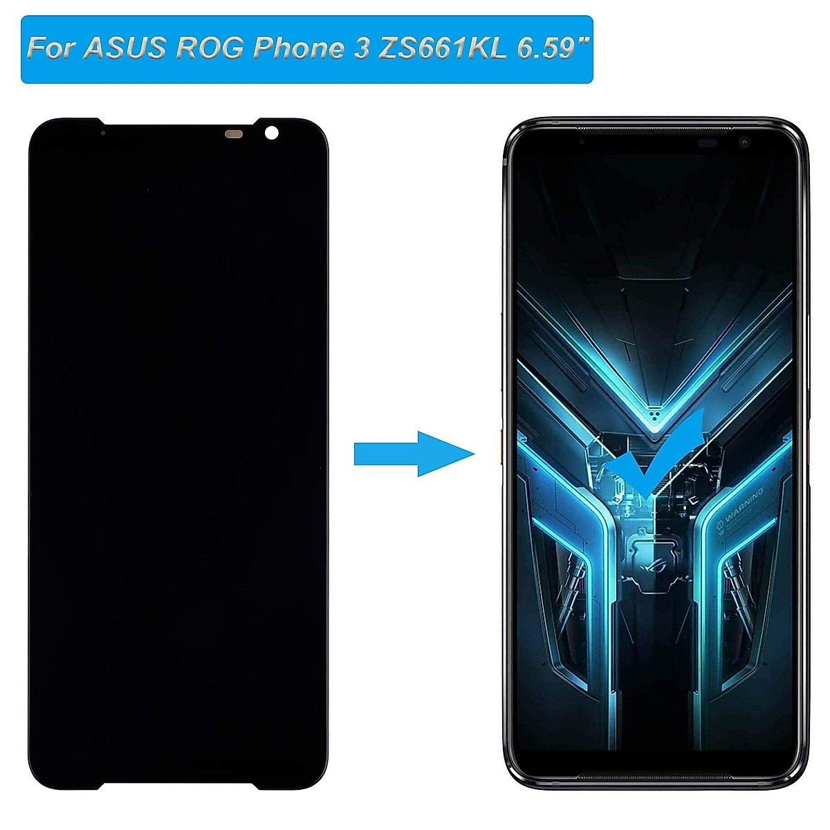 E-yiiviil LCD Display Compatible with ASUS ROG Phone 3 ZS661KL ZS661KS I003DD 6.59" LCD Display Touch Screen Assembly with Tools