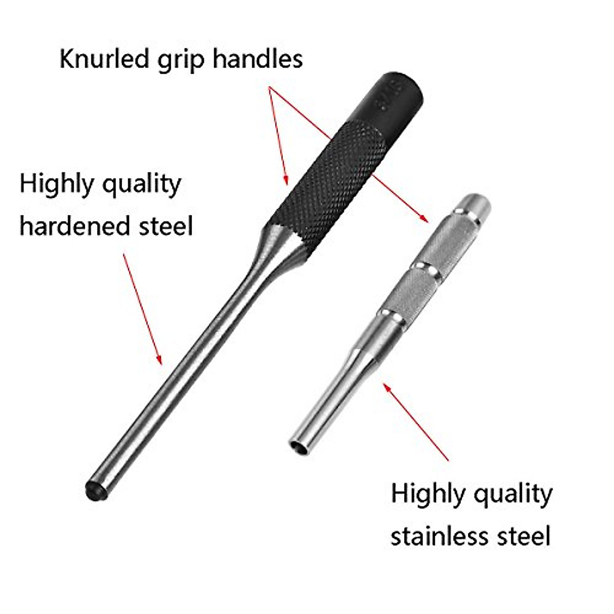 9 Pieces Roll Pin Punch Set and 4 Pieces Hollow End Starter Punch Tool with Carry Case for repairing or servicing equipment, machines, and vehicles