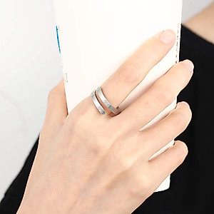 JewelOra Personalized Promise Ring for Her Spiral Name Ring Adjustable Engraved Rings for Women BFF Personalized Gift (Silver)