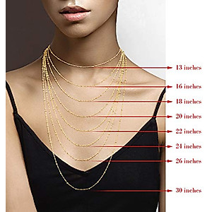 Miabella 18K Gold Over Silver Italian Singapore Bead Chain Station Necklace for Women Teen, Made in Italy (Length 30 Inch)