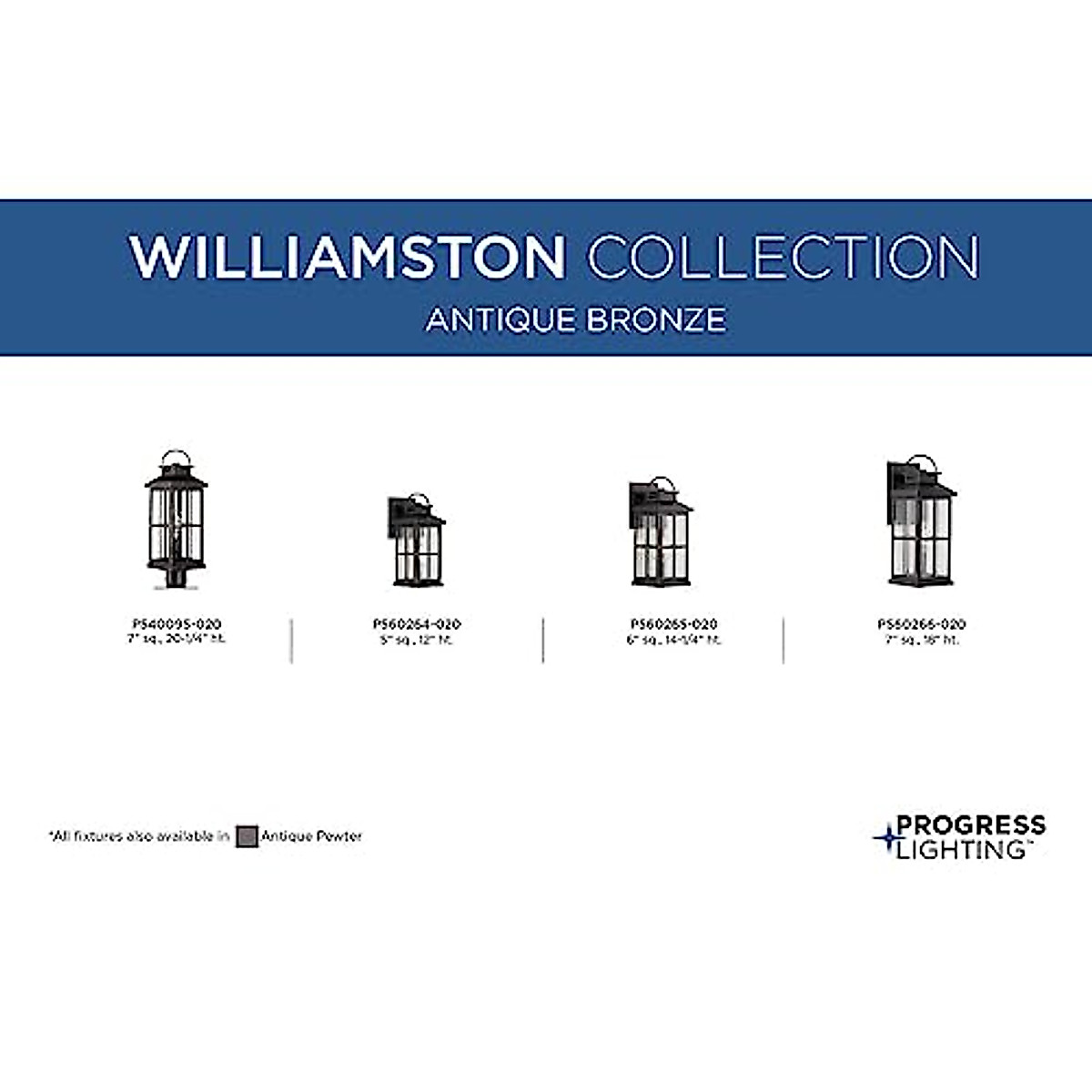 Progress Lighting Williamston Collection 1-Light Clear Glass Antique Bronze Farmhouse Outdoor Small Wall Lantern Light, 12.00x5.00x6.00