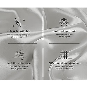 California Design Den - Silky Soft 100% Rayon from Bamboo Cases Standard Size, Set of 2 for Smooth Hair & Skin, Fits Standard & Queen Pillows, Silver Gray Pillow Covers