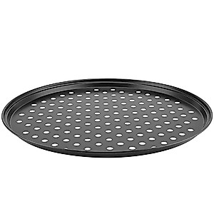 MANCHAP 4 Pack 12 Inch Round Pizza Baking Pan with Holes, Pizza Pan for Oven, Carbon Steel Non-stick Pizza Crisper Pan for Home Restaurant Baking, Black