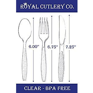ROYAL CUTLERY CO. Disposable Cutlery set, Color: Clear, 360 Pieces, Heavy Duty Plastic Utensil Set, 180 Forks, 120 Spoons, 60 Knives.